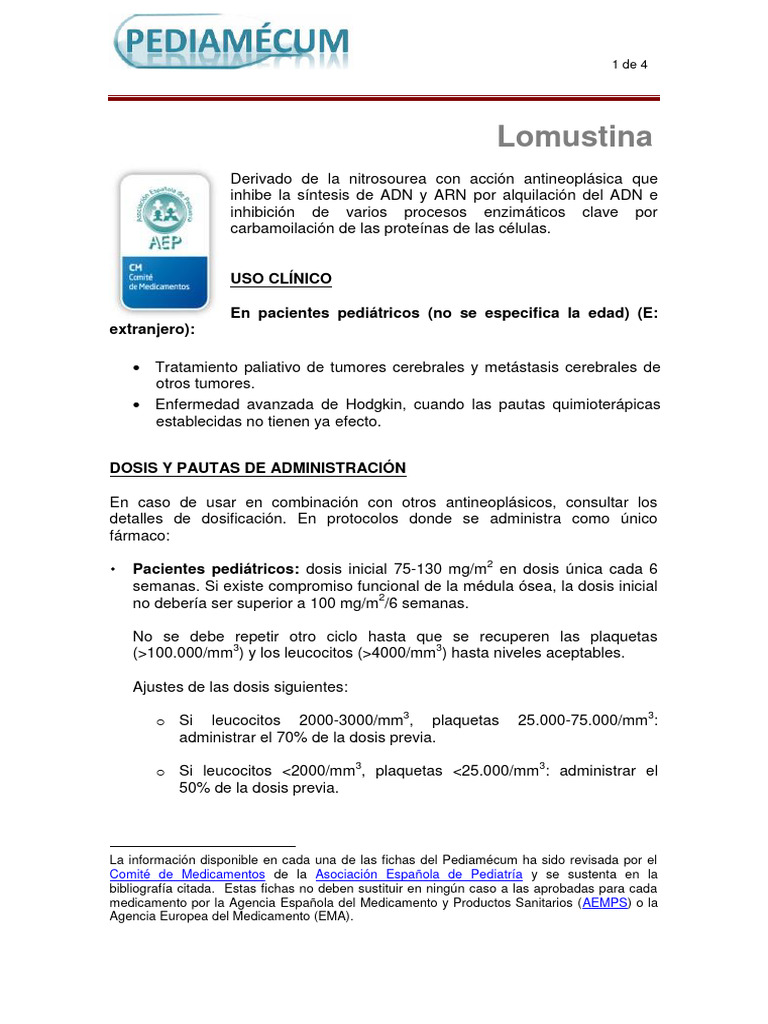 Lomustina | PDF | Enfermedades y trastornos | Especialidades Medicas