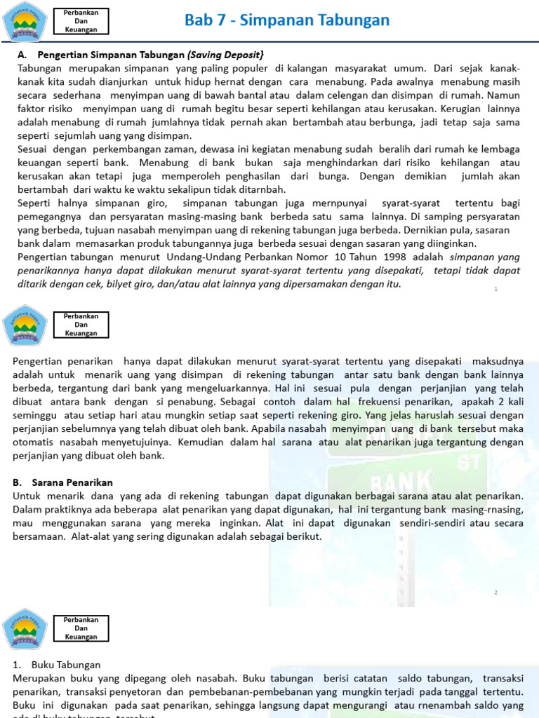 Panduan Simpanan Tabungan di Bank | PDF | Pengelolaan Keuangan & Uang