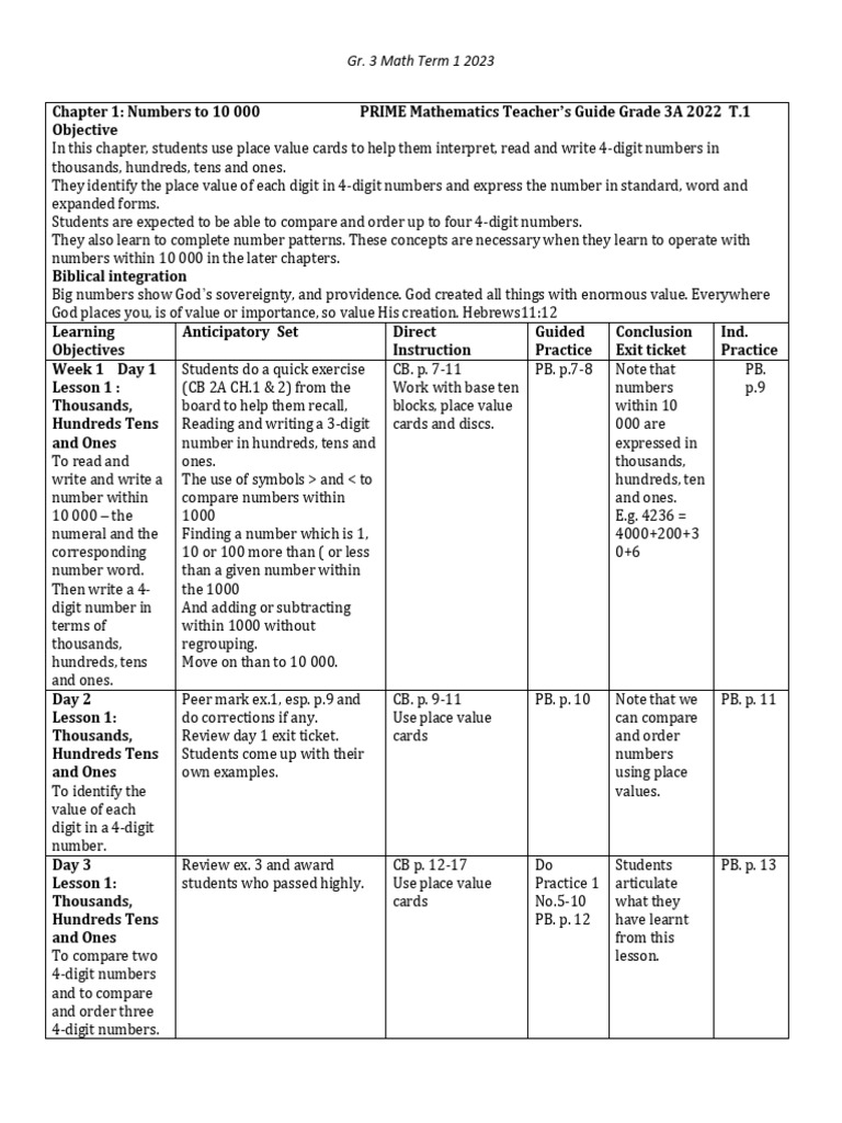 Gr3 Math Term 1 2023 | PDF