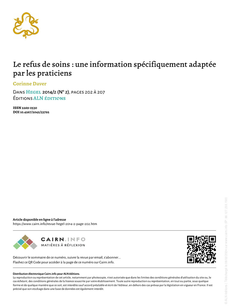 Refus de soins : droits et obligations | PDF | Dignité | Consentement ...