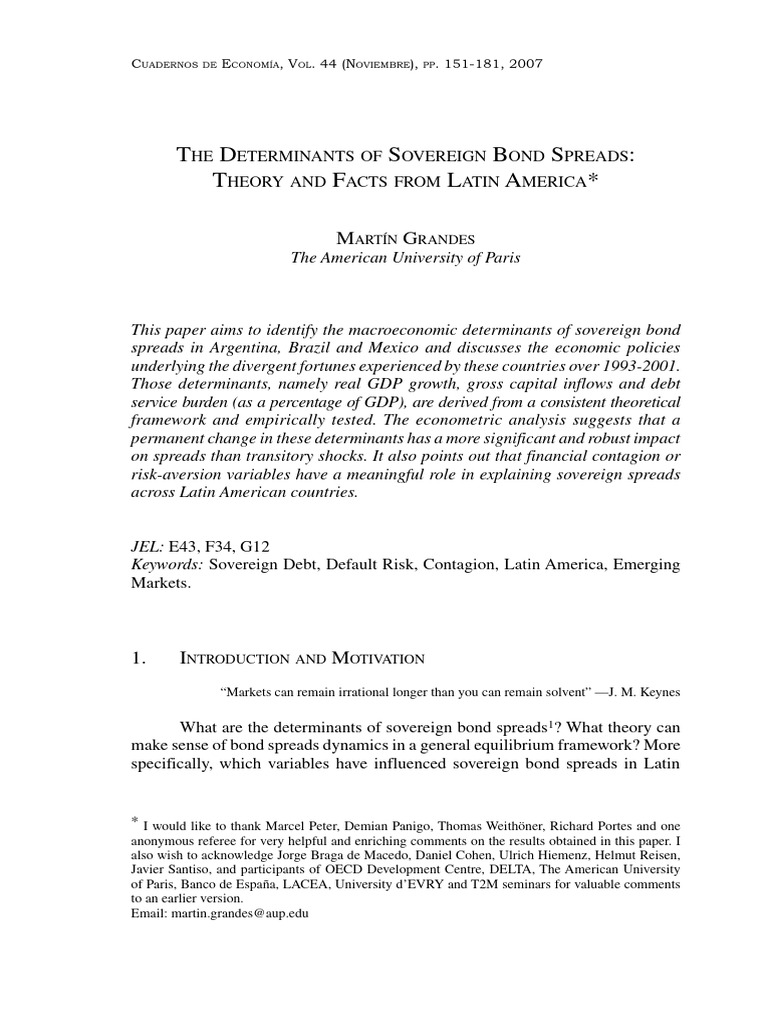 The Determinants of Sovereign Bond Spreads Theory | PDF | Bonds ...