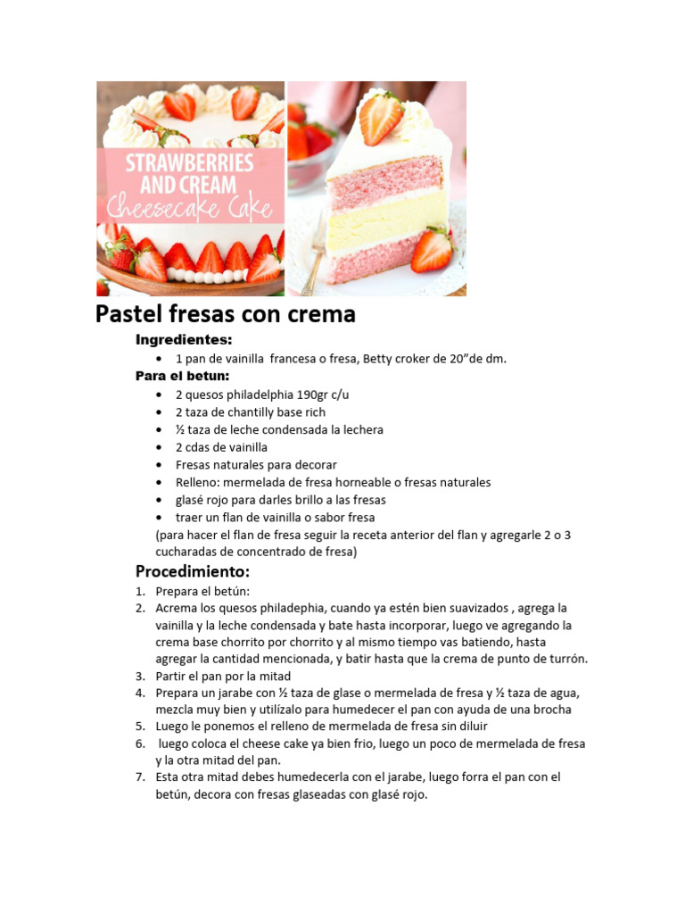 Pastel Fresas Con Crema | PDF