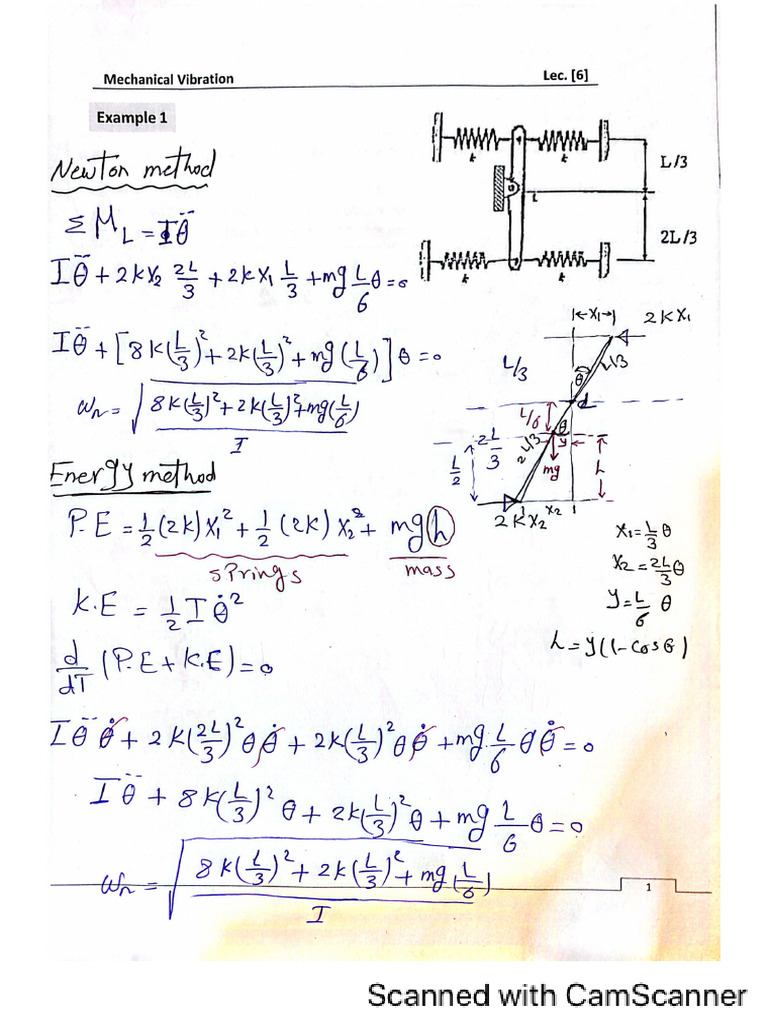 Mech. Vibration Revision 1 Lect. | PDF