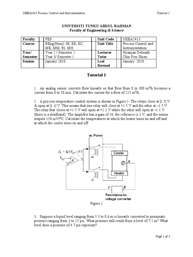 UEEA2413 Tutorial 1 | PDF | Sensor | Instrumentation