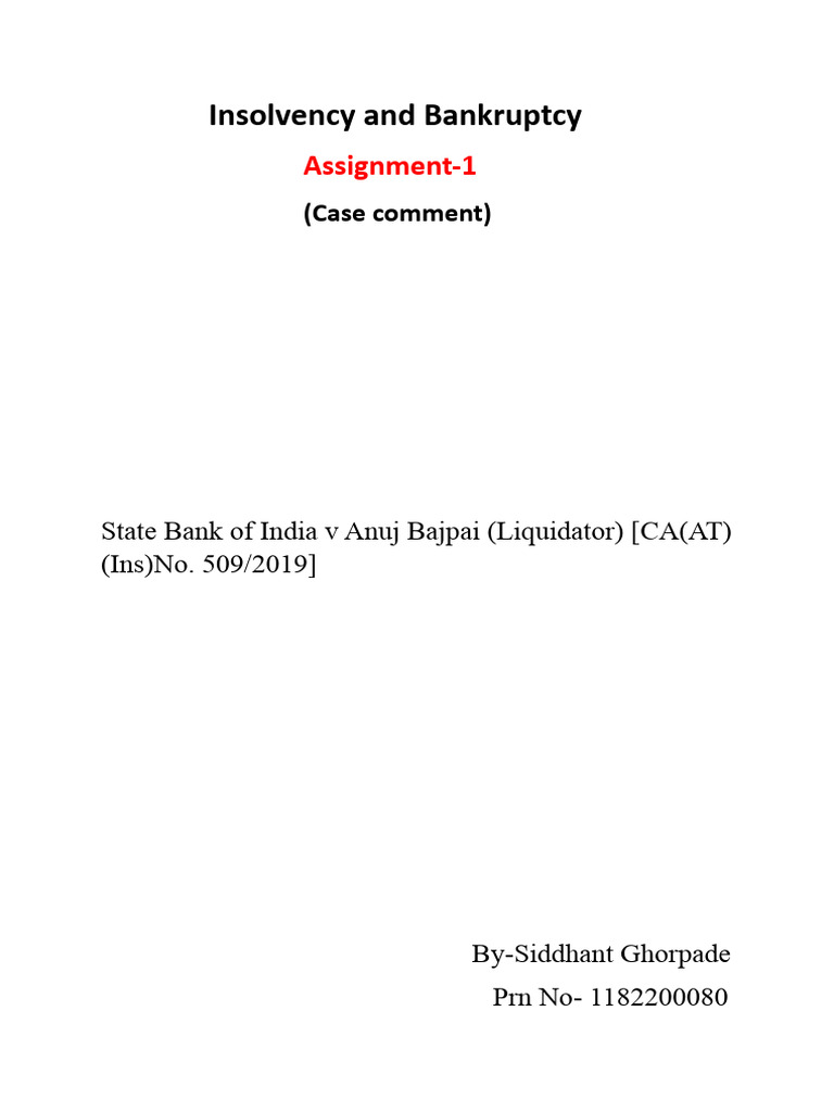 IBC Assignment 1 | PDF | Bankruptcy | Security Interest