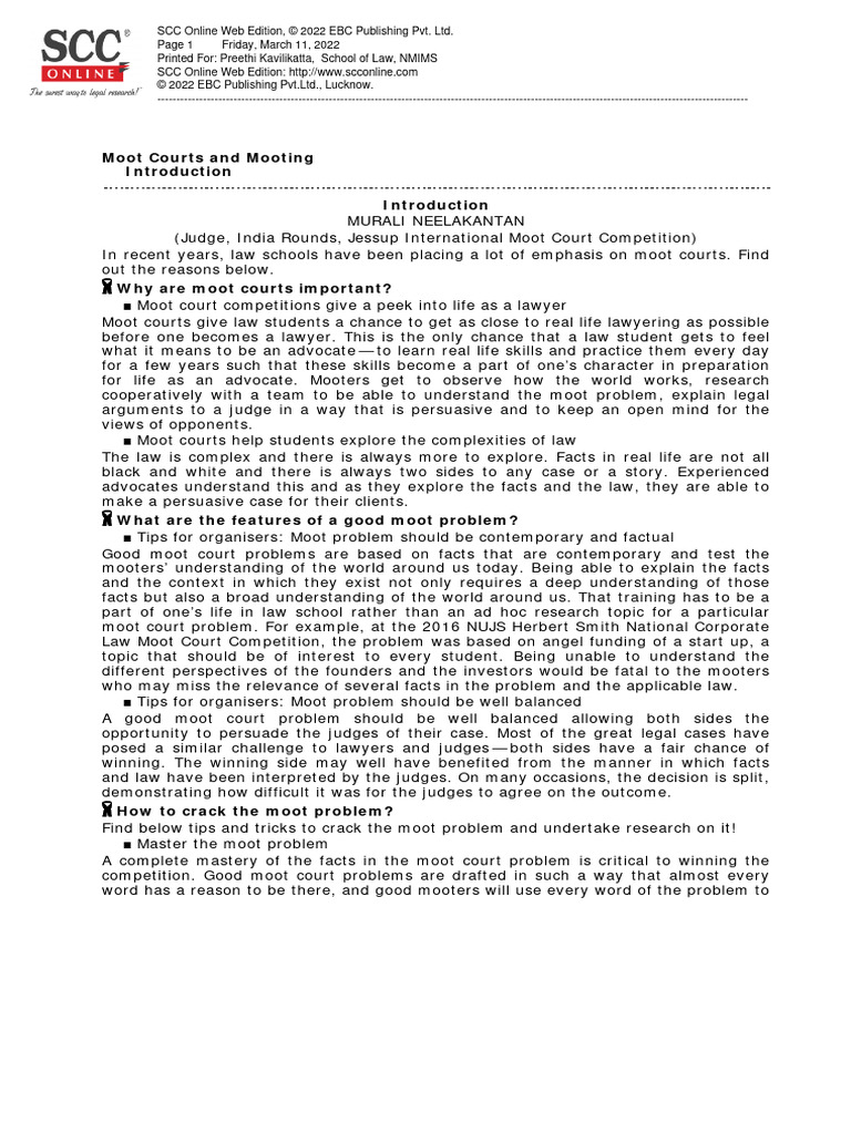 Introduction To Moot Court | PDF
