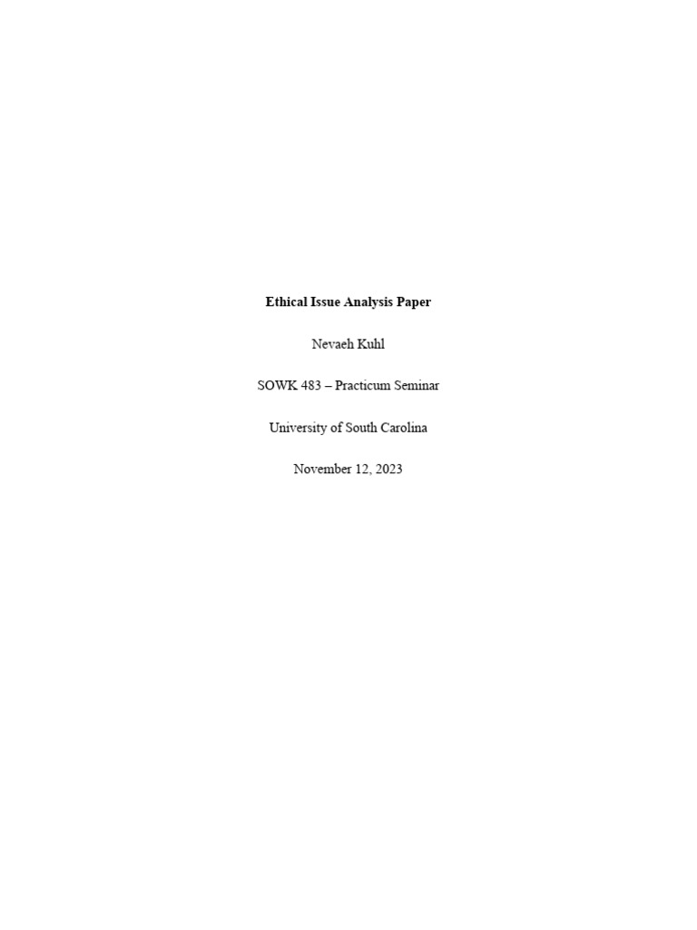 Ethical Issue Analysis Paper 1 | PDF | Social Work | Psychotherapy