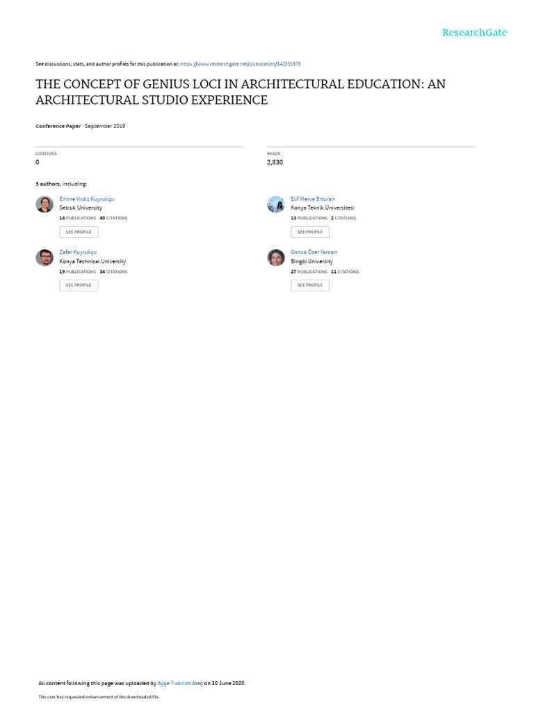 Genius Loci in Architecture Education | PDF | Concept | Experience