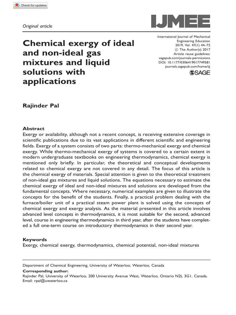 Artículo de Exergia Química | PDF | Exergy | Gases