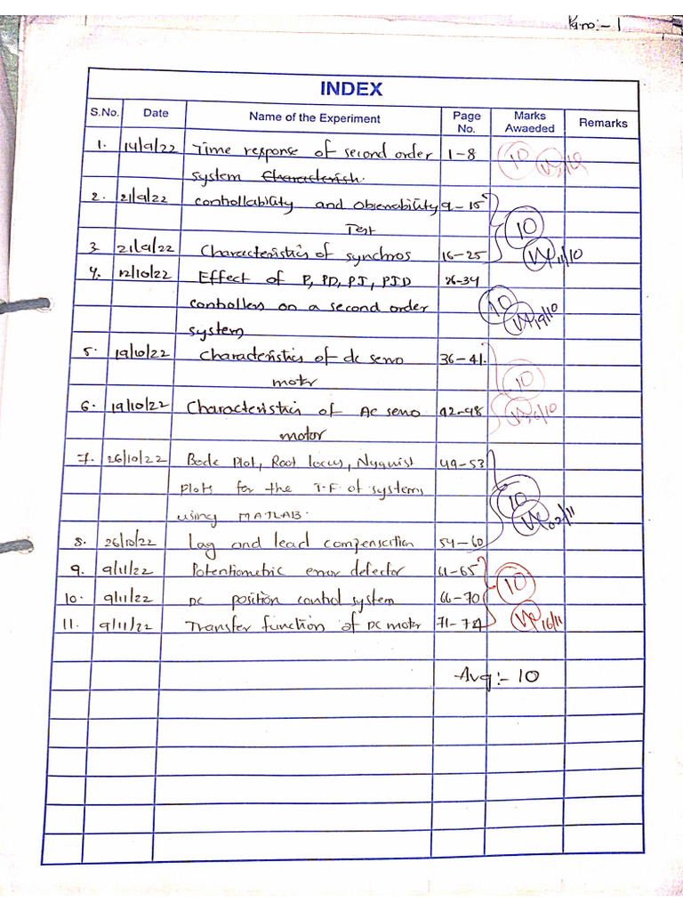 Control System Lab Record Pdf 
