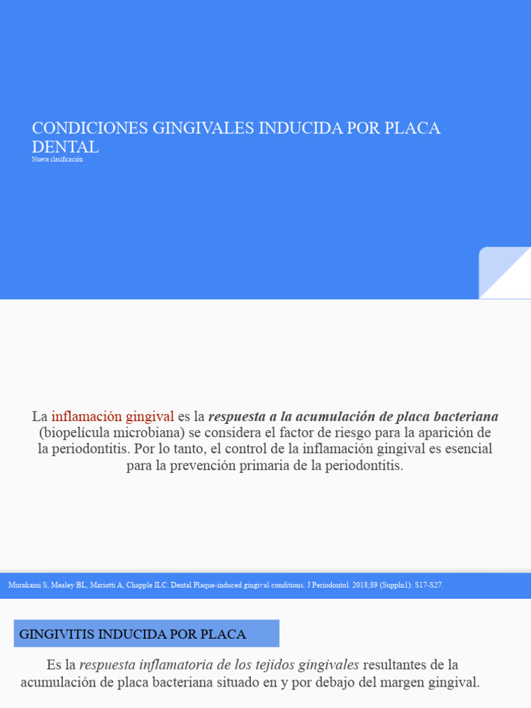 Clasificación de Gingivitis Inducida por Placa | PDF | Enfermedades y ...