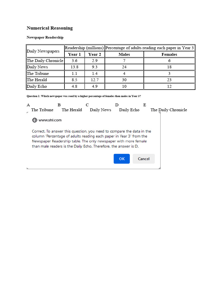 Numerical Reasoning | PDF