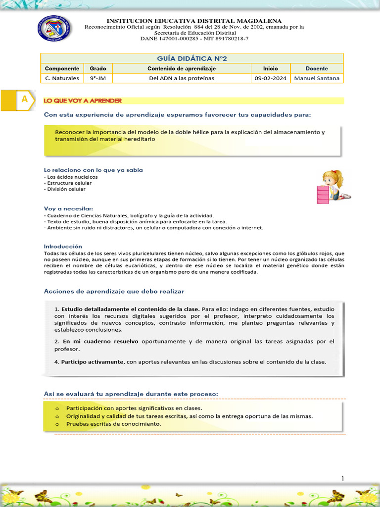 9°-Guía de Actividad 2-Del ADN A Las Proteínas | PDF | Traducción ...