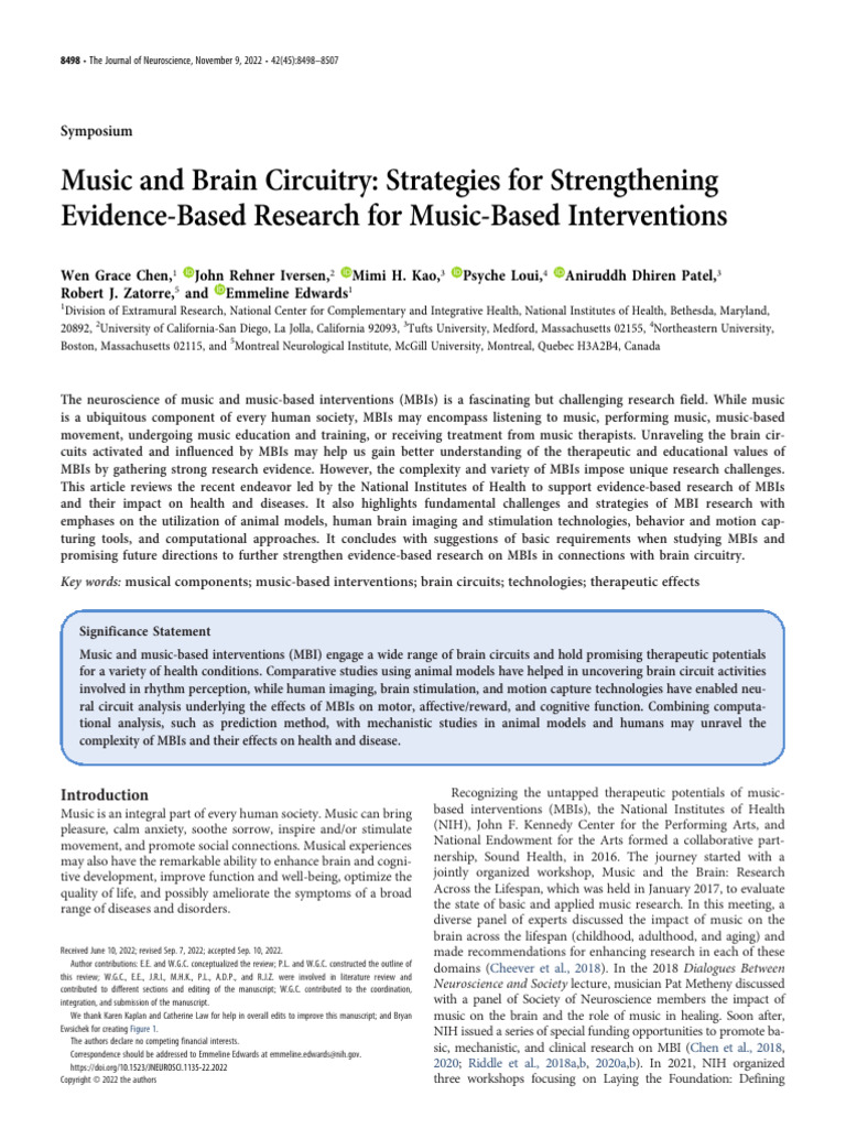 Music and Brain Circuitry Strategies For Strengthening | PDF ...
