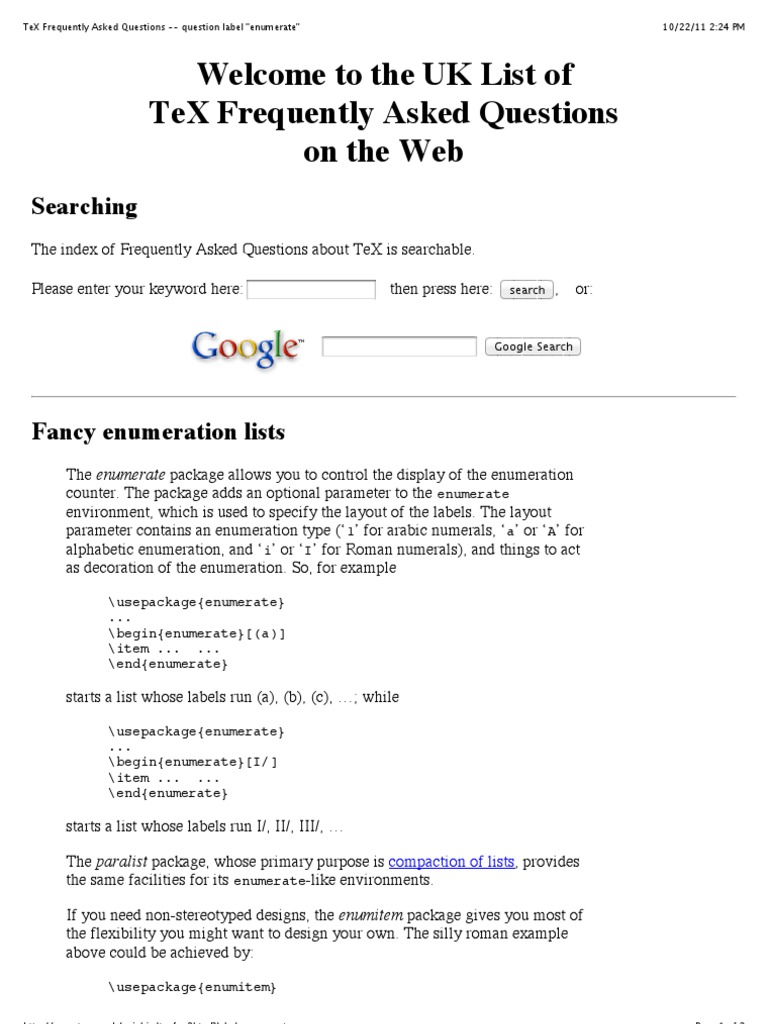 Customizing Enumerated Lists in LaTeX: Formatting Options for the enumerate, enumitem, and ...