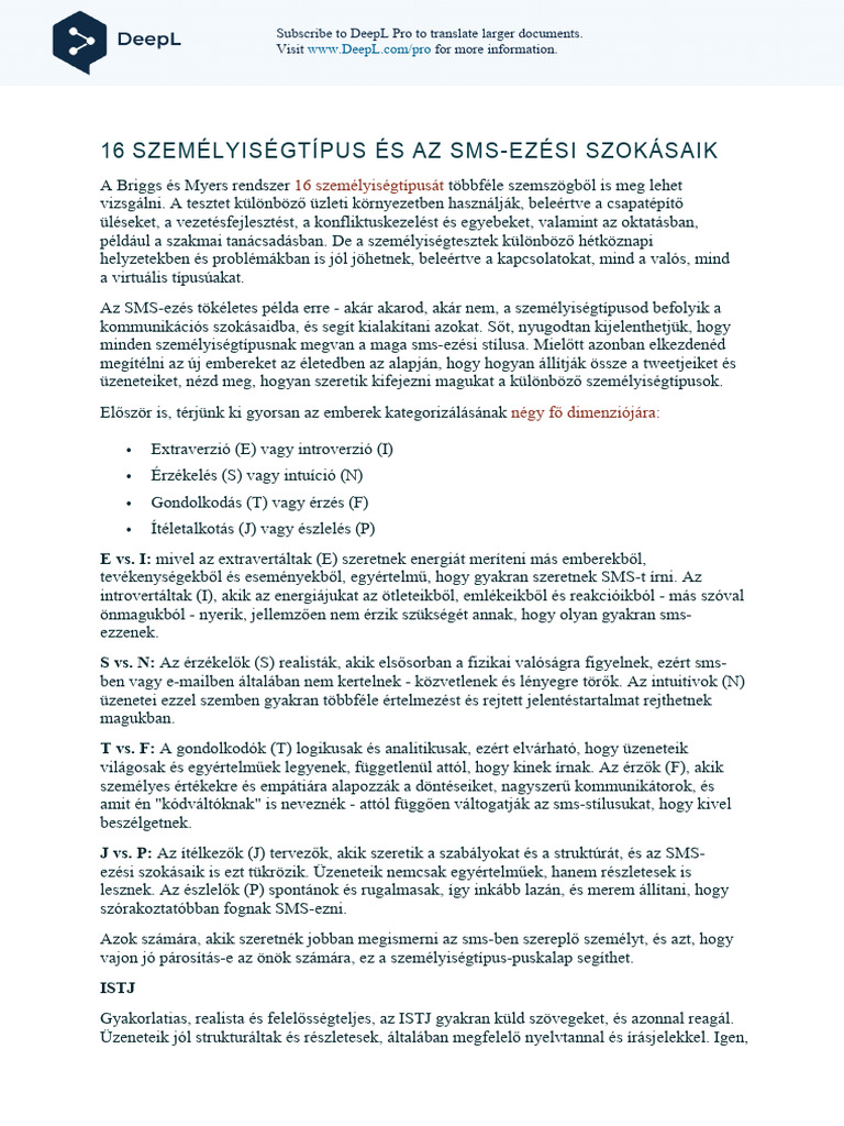 16 PERSONALITY TYPES AND THEIR TEXTING HABITS Hu | PDF