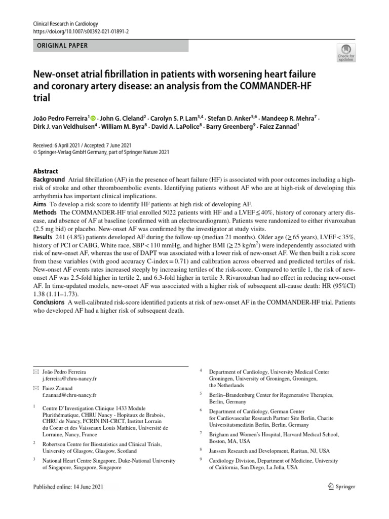 The COMMANDER HF Trial | PDF | Stroke | Coronary Artery Bypass Surgery