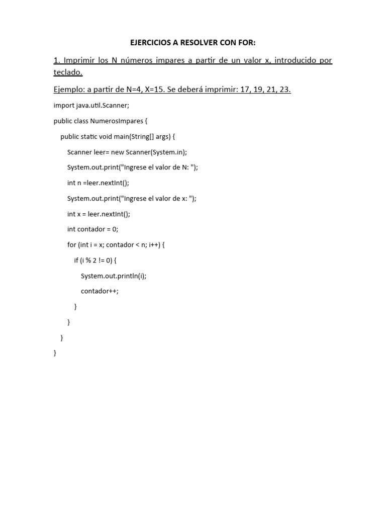 Ejercicios de programación con bucles en Java | PDF | Ciencias de la Computación | Recuperación ...