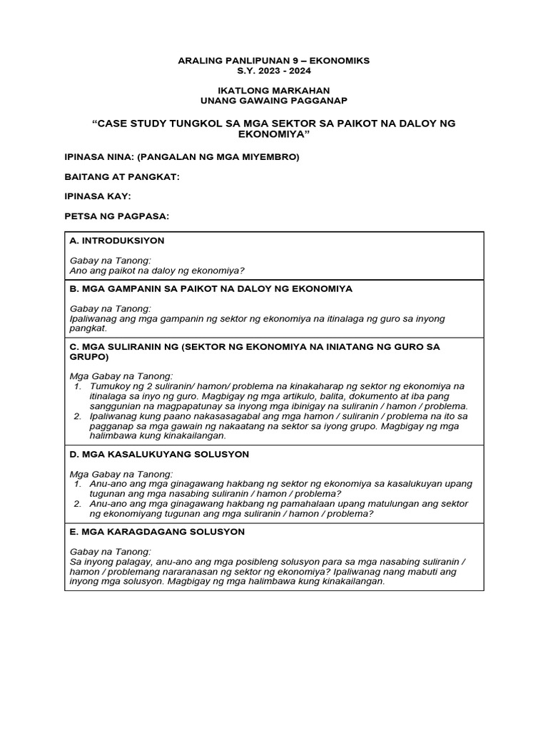 QTR 1 PT 1 Case Study Format Template | PDF
