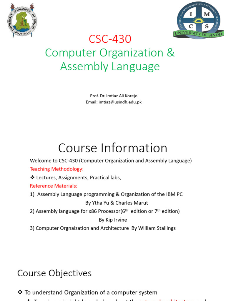 Lecture 01 Pdf Assembly Language Computer Architecture