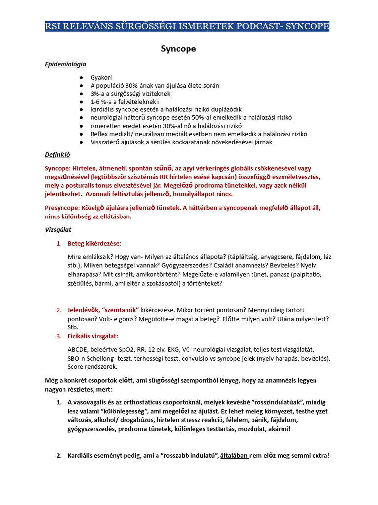 Syncope | PDF
