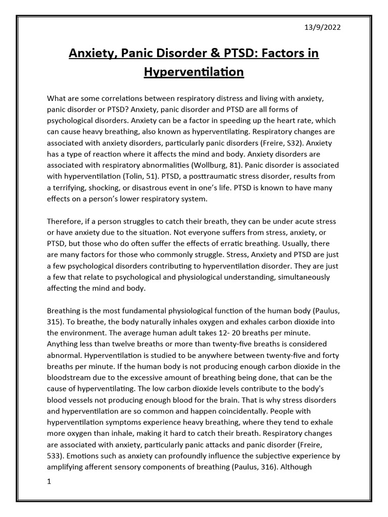 PTSD and Hyperventilation Correlation | PDF | Anxiety | Anxiety Disorder