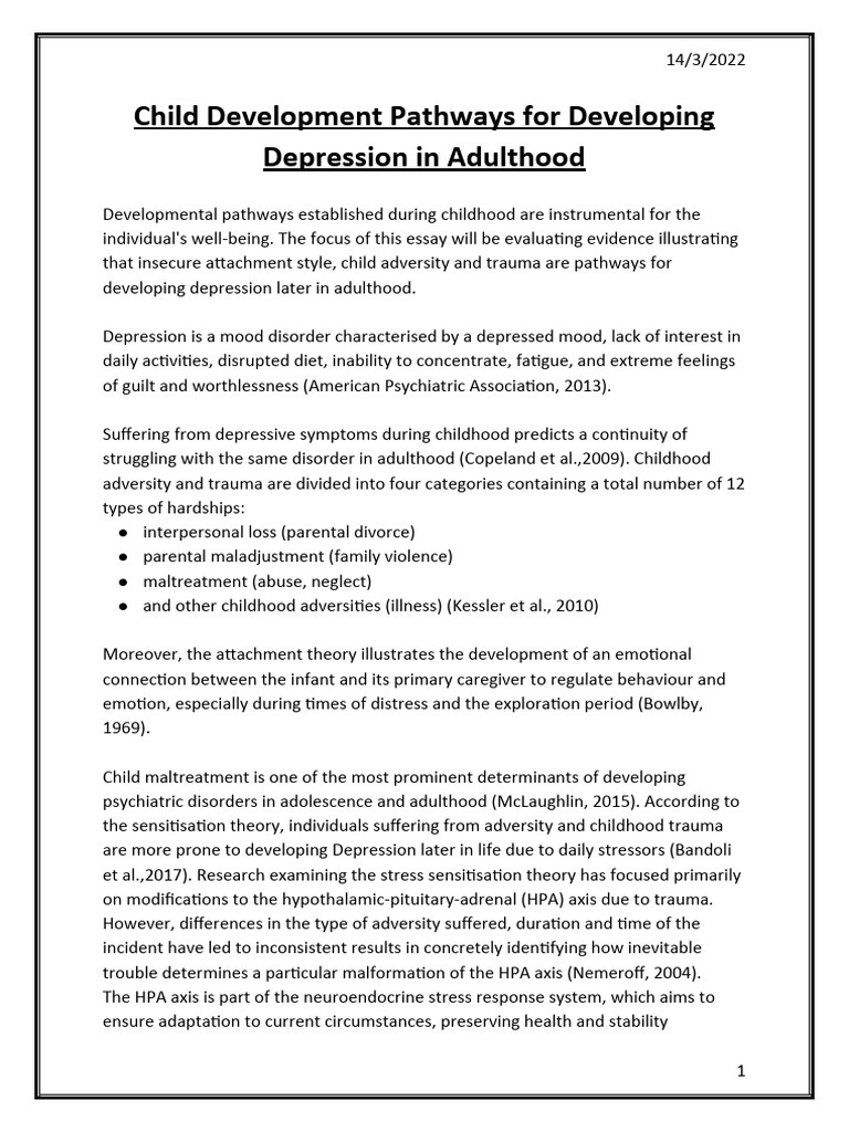 Child Development Pathways For Developing Depression in Adulthood | PDF ...