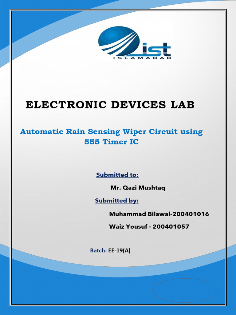Automatic Rain Sensing Wiper Circuit Using 555 Timer IC | PDF ...