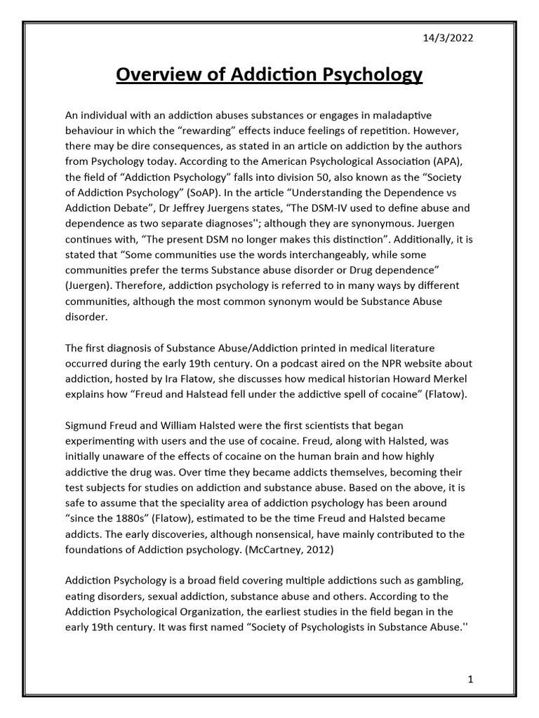 Overview of Addiction Psychology | PDF | Substance Use Disorder | Substance Abuse
