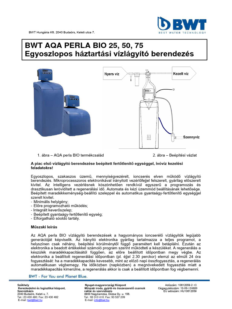 BWT AQA Perla BIO Vizlagyito Termekadatlap | PDF