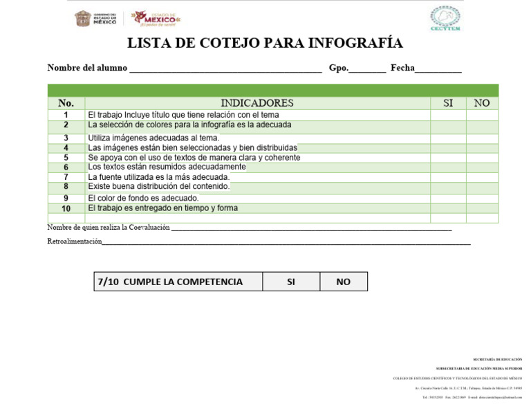 Lista de Cotejo Infografía | PDF