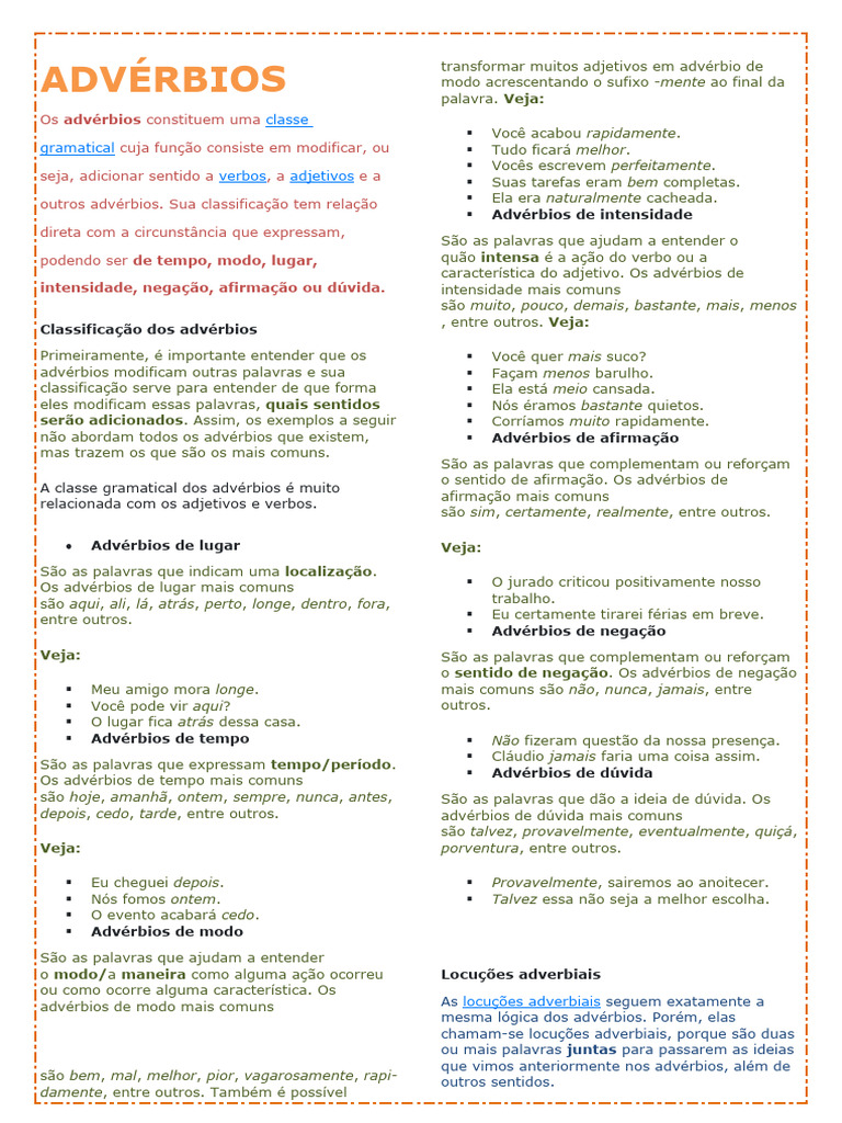 Advérbios 8º C | PDF