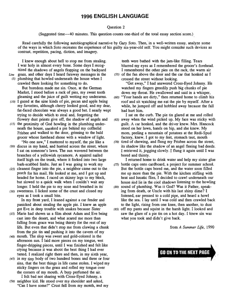 AP Lang Q2 - 1996 Gary Soto Stealing | PDF | Mystery, Thriller & Crime ...