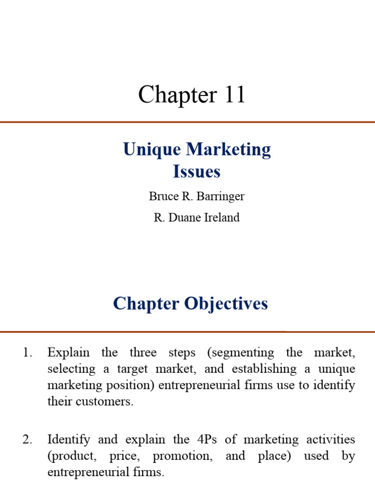 Chapter 11 - Marketing Plan (Unique Marketing Issues) | PDF