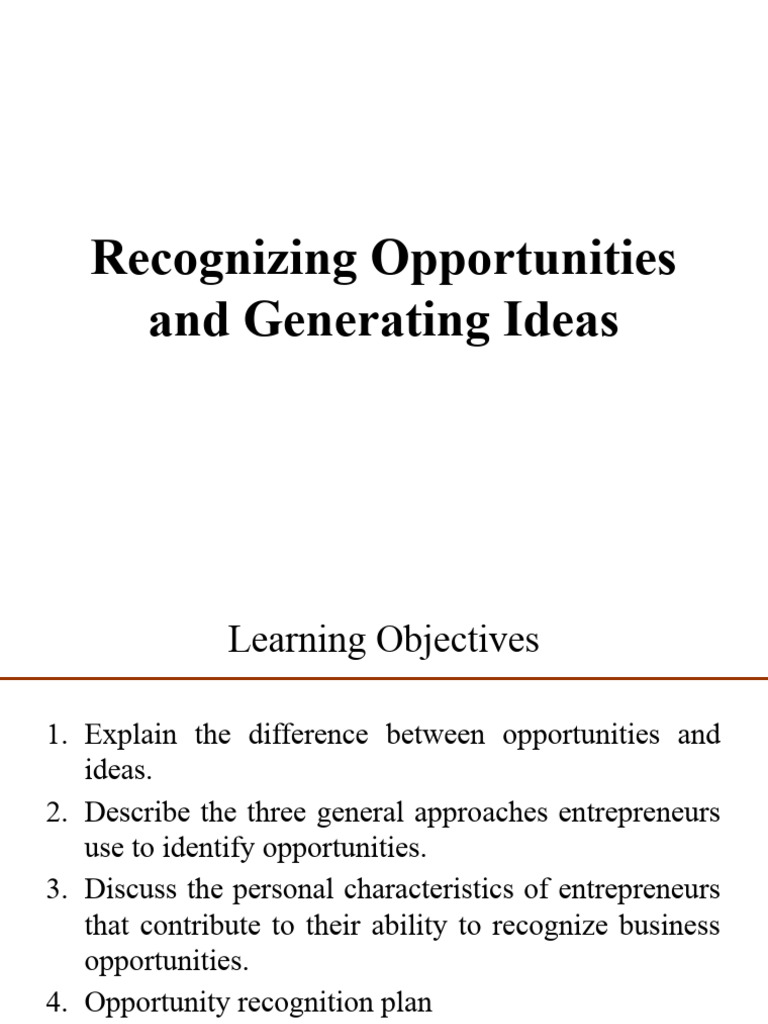 Chapter 2 Opportunity Recognition | PDF
