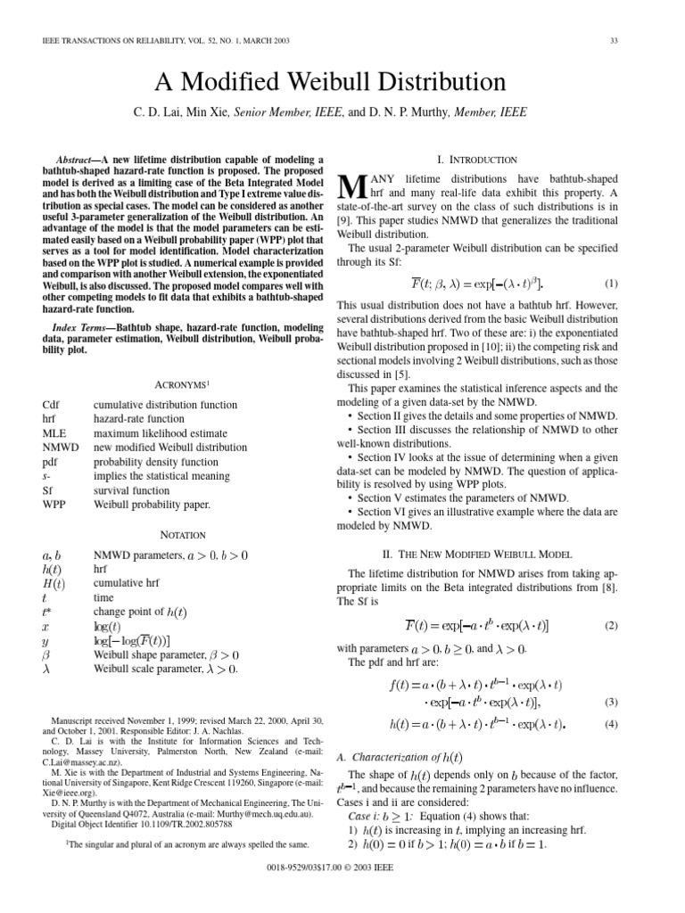 A Modified Weibull Distribution | PDF A Modified Weibull Distribution | PDF