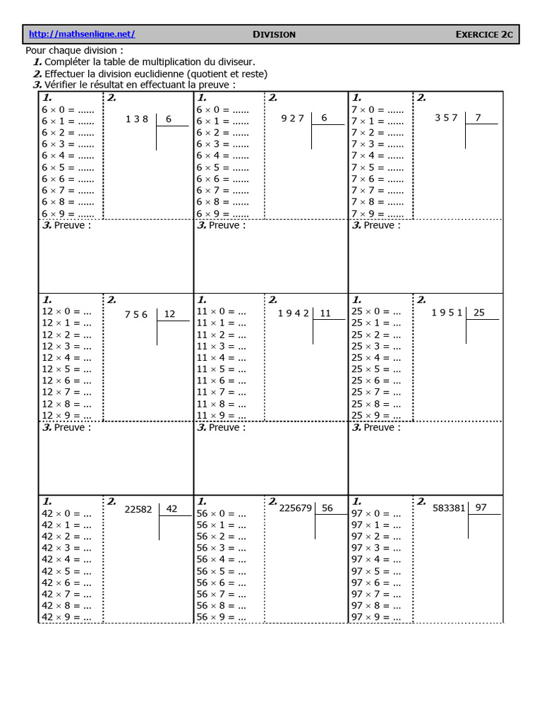 Chap 5 - Ex2c - Divisions Euclidiennes - CORRIGE | PDF