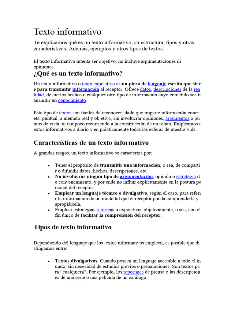 Texto Informativo | PDF | Información | Conocimiento