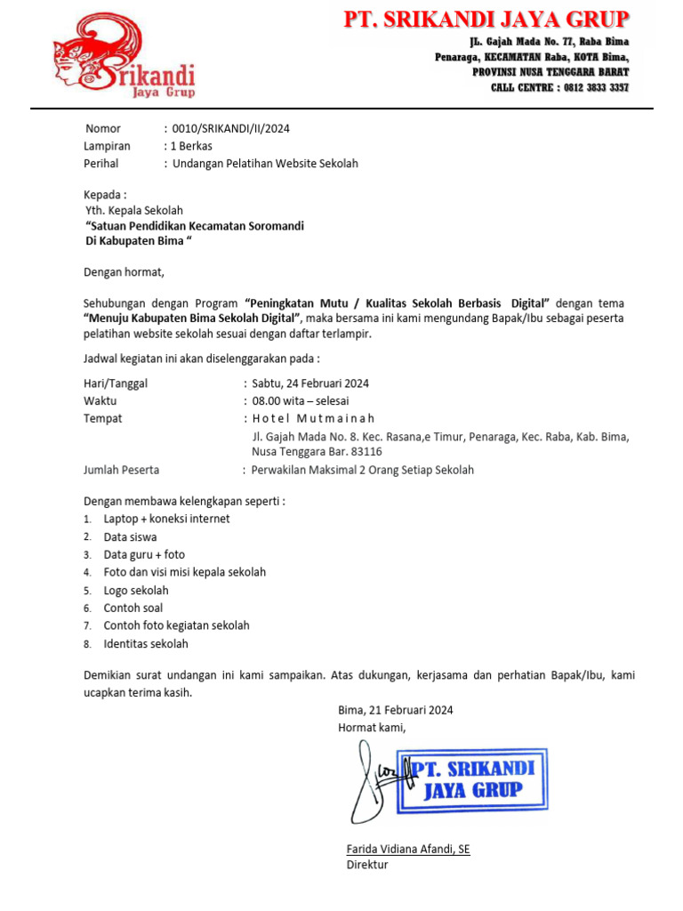 Surat Undangan BIMTEK | PDF