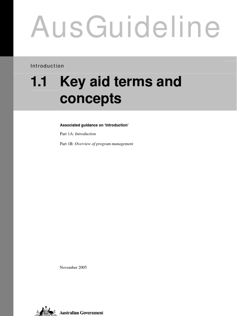 1.1 Key Aid Terms and Concepts: Part 1A: Introduction Part 1B: Overview ...