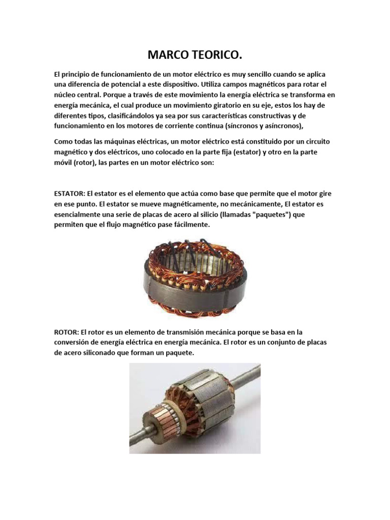 MARCO TEORICO Partes de Un Motor | PDF | Motor eléctrico | Aislador ...