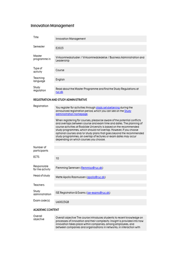 Innovation Management | PDF | Innovation | Lecture