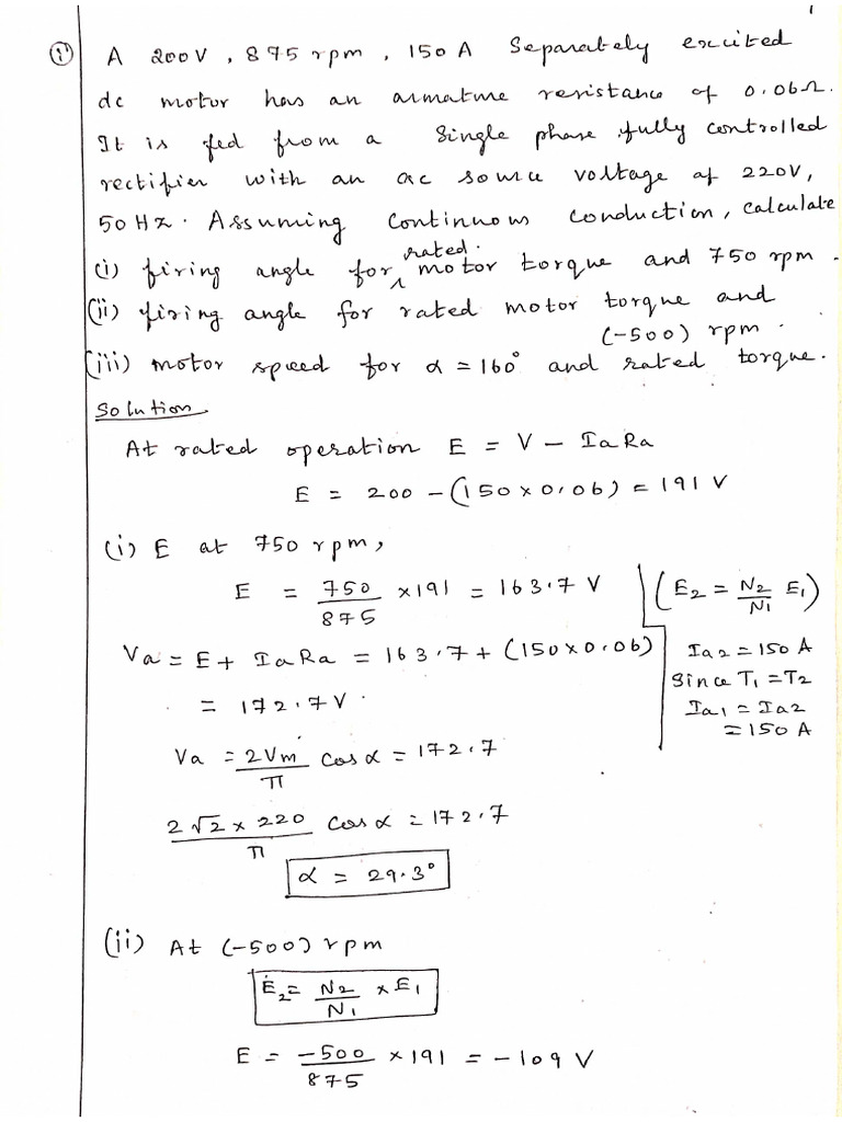 5 Problems Single Phase Controlled Rectifier Fed Dc Motor Pdf 4973