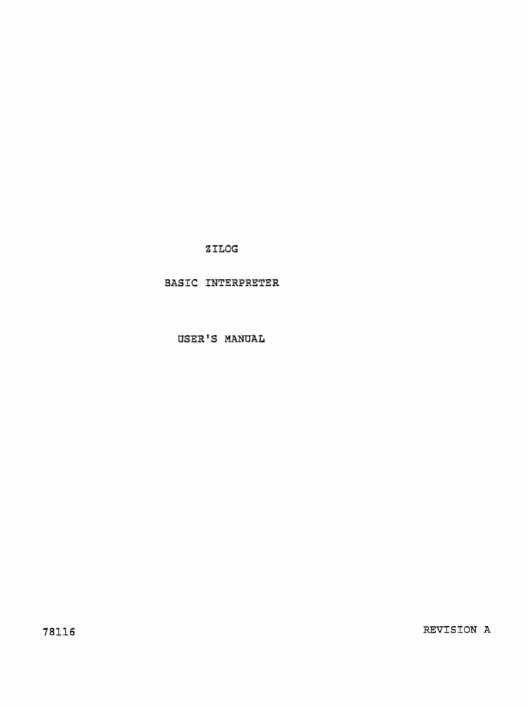 Zilog Basic Interpreter Users Manual | PDF