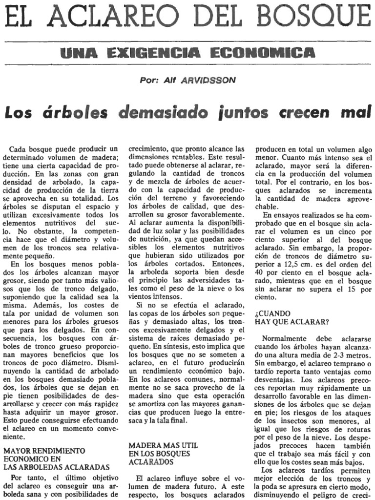 Beneficios del Aclareo Forestal | PDF | Arboles | Botánica