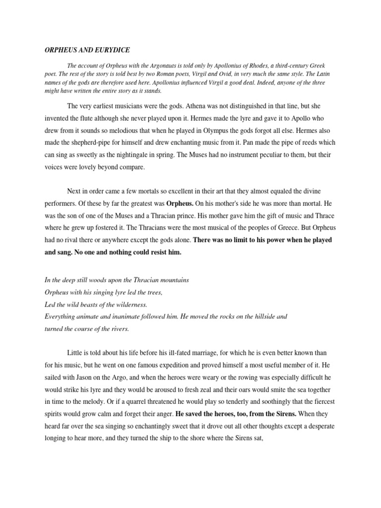 Orpheus and Eurydice | PDF | Orpheus | Hades
