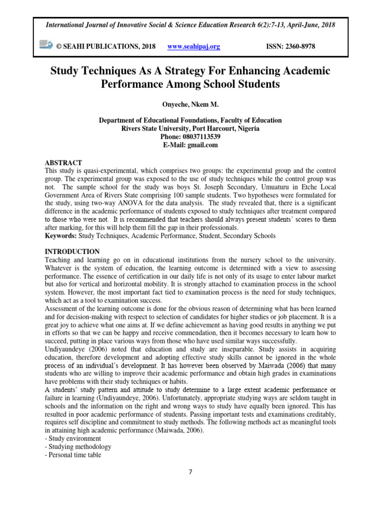 Study Techniques | PDF | Experiment | Learning