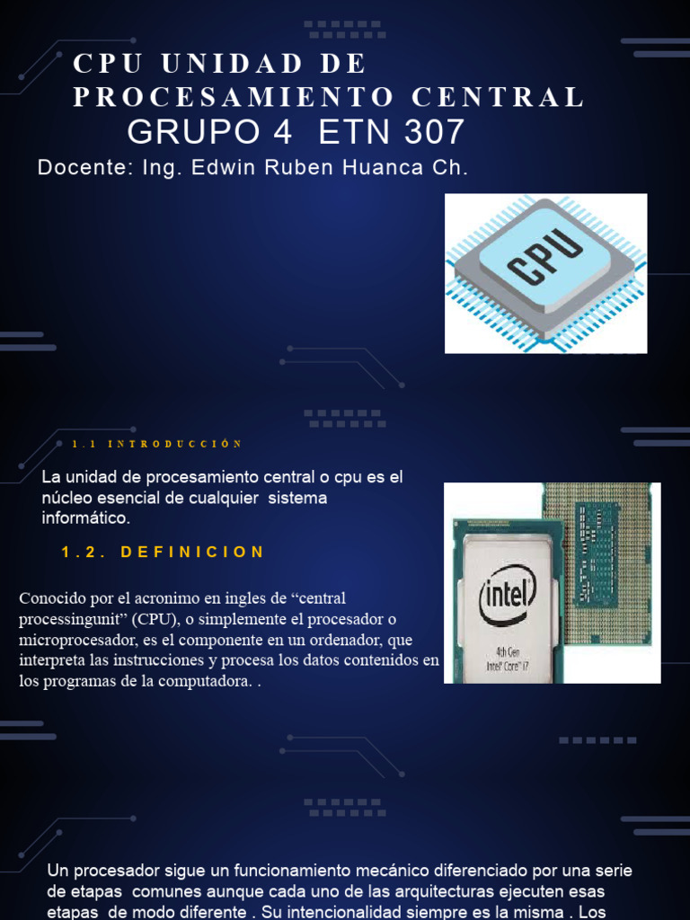 Grupo 4 CPU Final | PDF | Microprocesador | Unidad Central de procesamiento