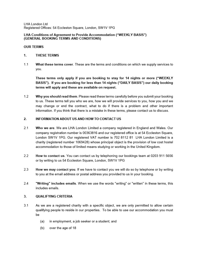 Lha Terms Conditions July 2021 Weekly Basis | PDF | Identity Document | Passport