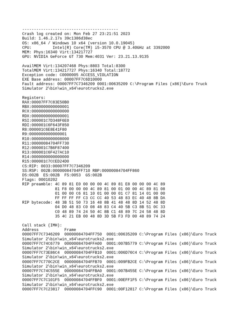 Game Crash | PDF | Computing | Ibm Pc Compatibles